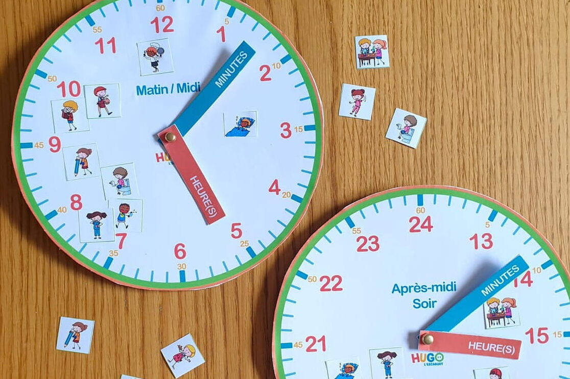 Horloge à imprimer pour apprendre à lire l’heure - Apprendre Vite et Bien